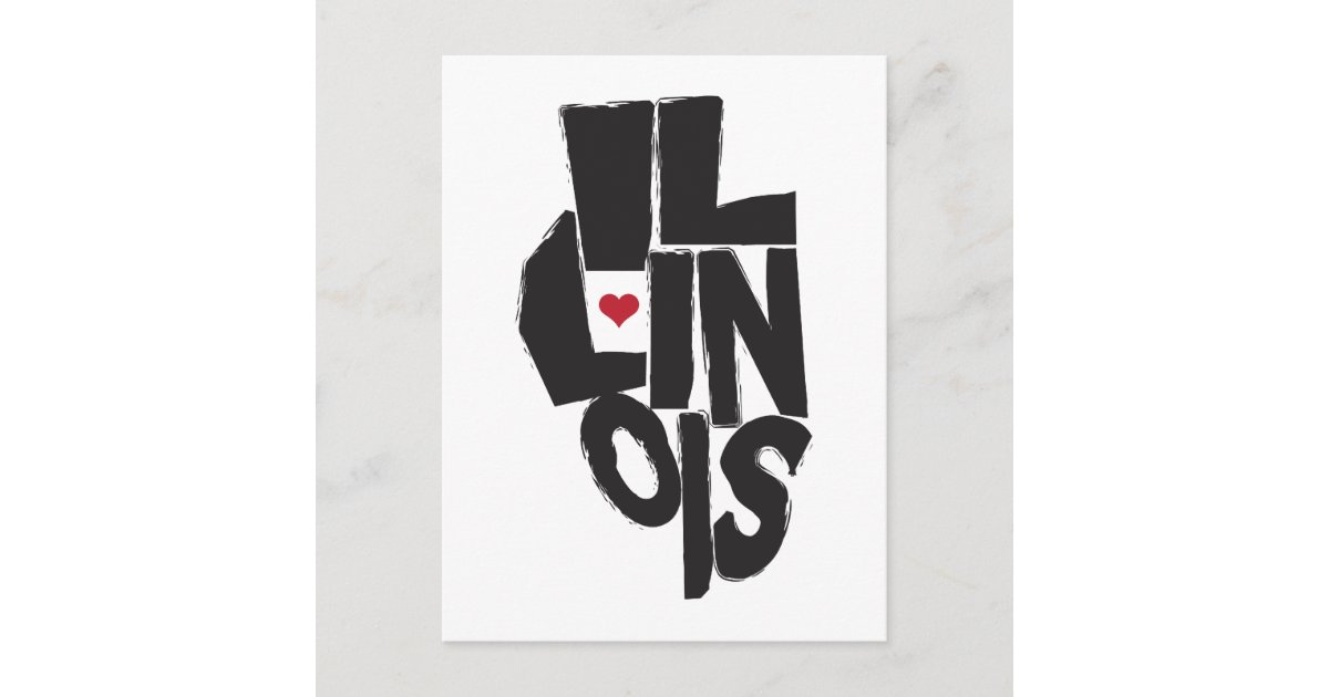 I Love Illinois State Map Art Postcard | Zazzle