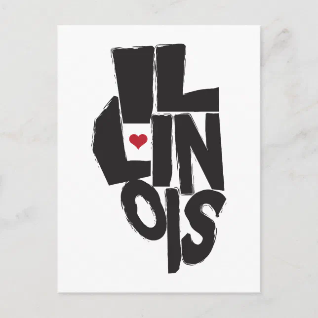 I Love Illinois State Map Art Postcard | Zazzle
