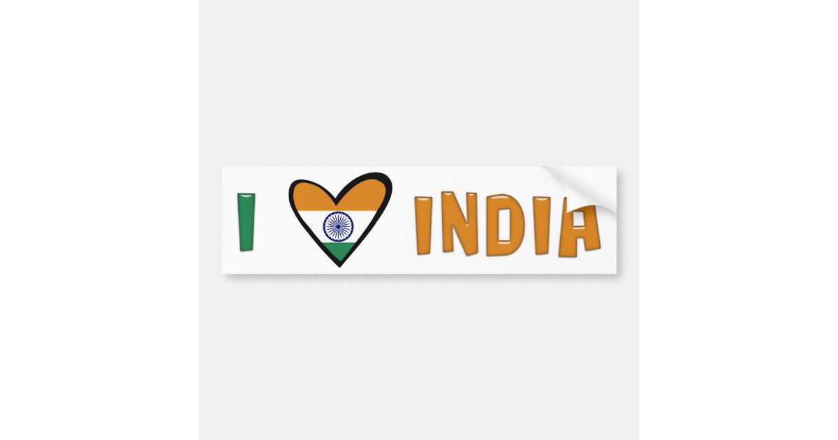 I Love India Bumper Sticker | Zazzle