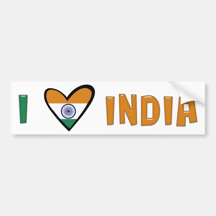 I Love India Bumper Sticker | Zazzle.com