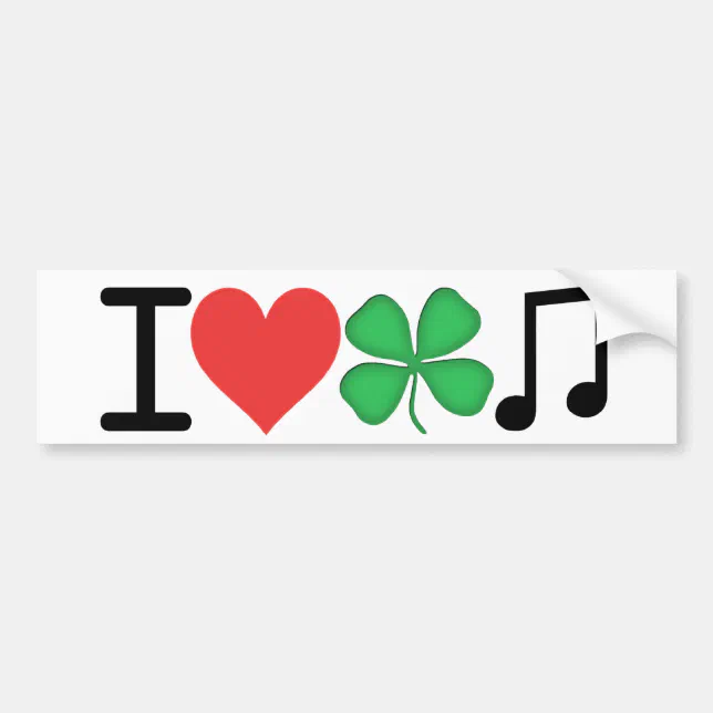 I Love Irish Music Bumper Sticker | Zazzle