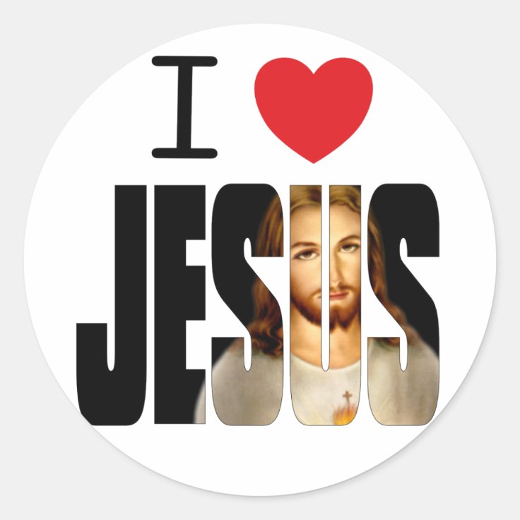I Love Jesus - I Heart Jesus with image in name Classic Round Sticker ...