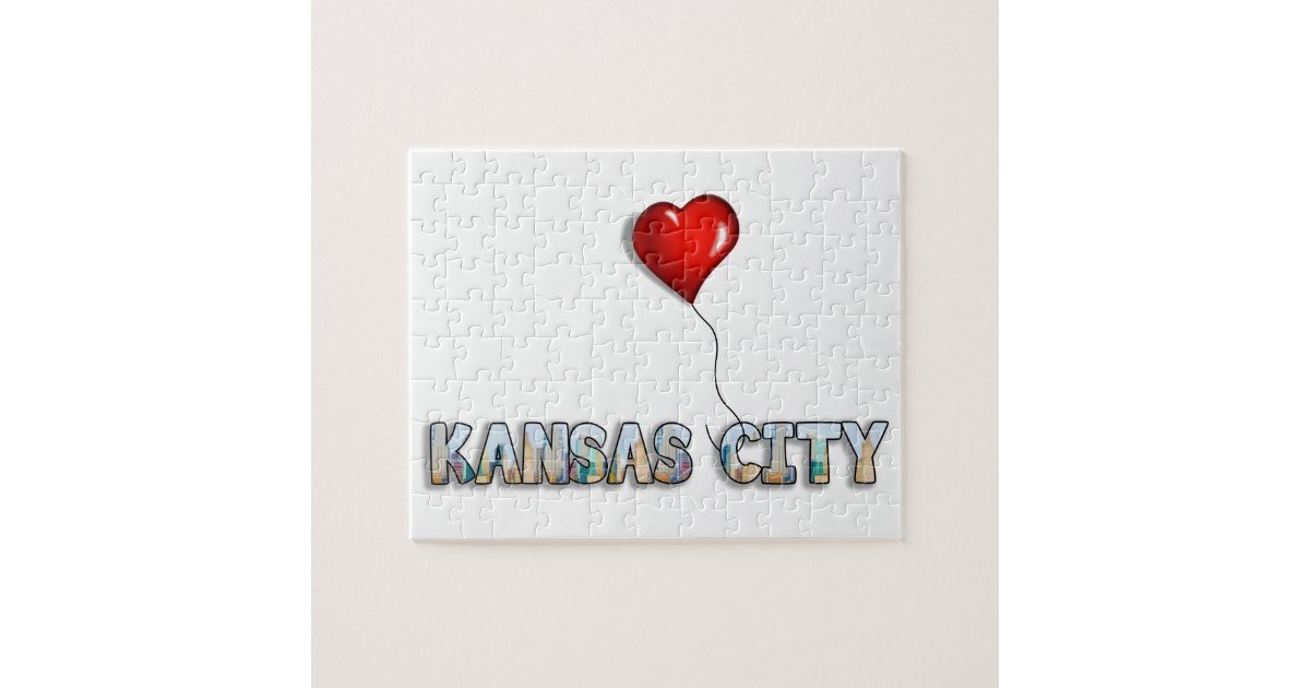 I Love Kansas City with KC Skyline Inside Letters Jigsaw Puzzle | Zazzle
