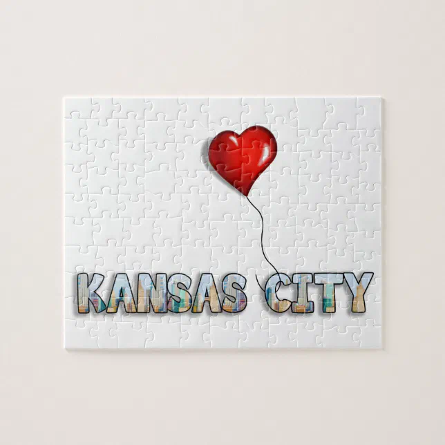 I Love Kansas City with KC Skyline Inside Letters Jigsaw Puzzle | Zazzle