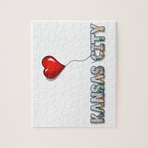 I Love Kansas City with KC Skyline Inside Letters Jigsaw Puzzle | Zazzle