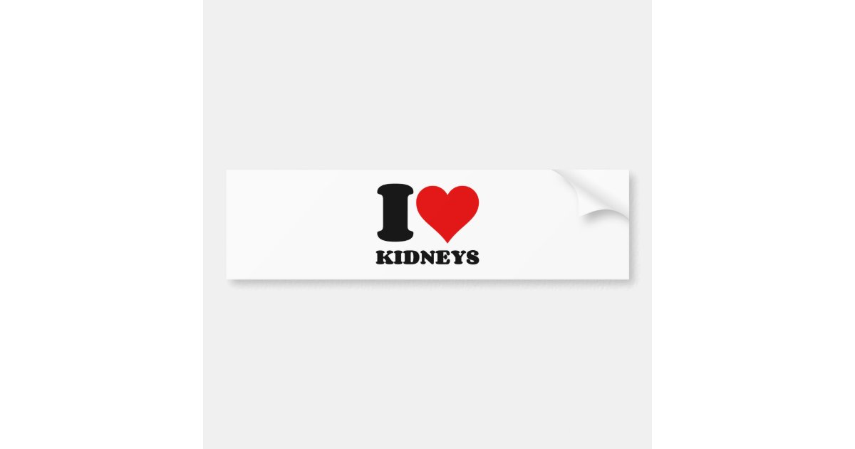 I LOVE KIDNEYS BUMPER STICKER | Zazzle