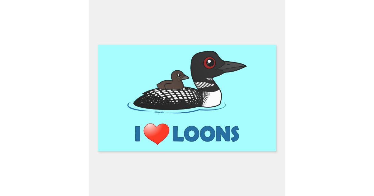 I Love Loons Rectangular Sticker | Zazzle
