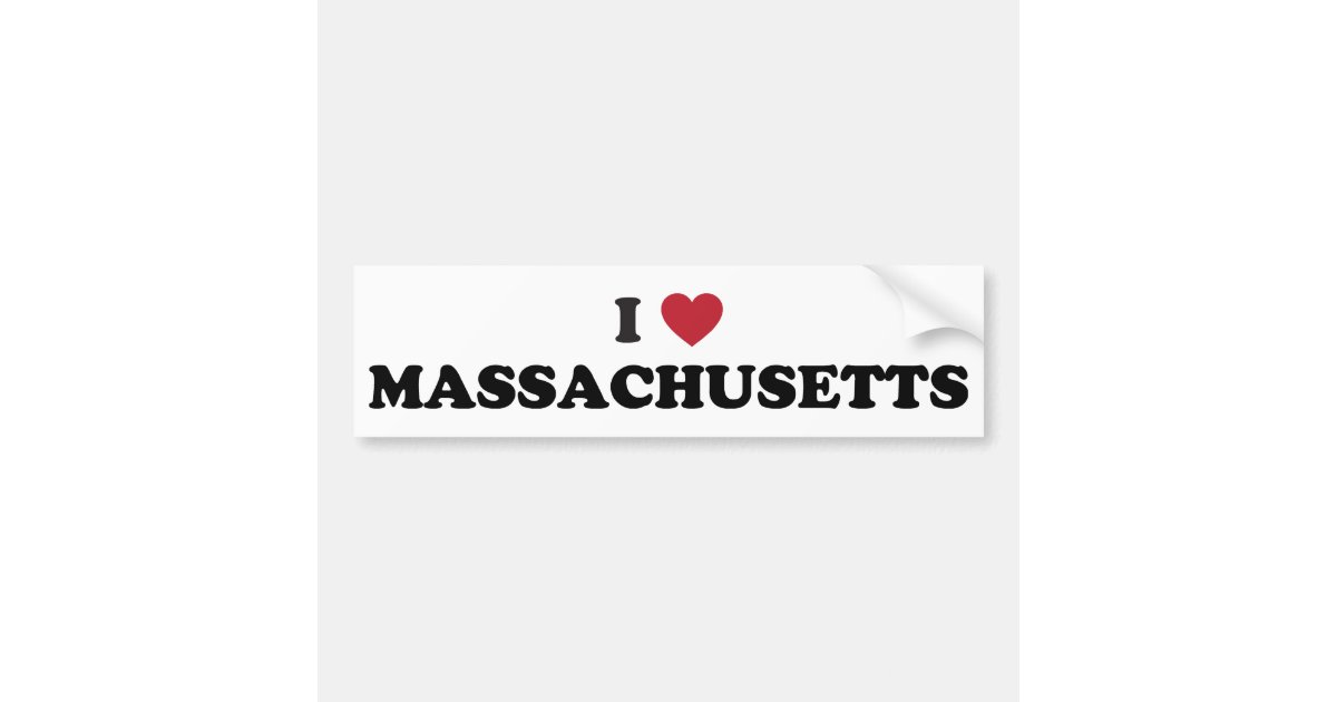 I Love Massachusetts Bumper Sticker | Zazzle