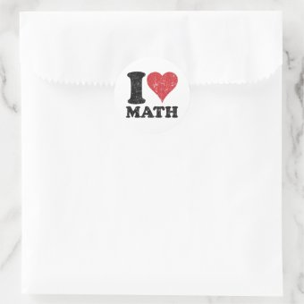 I Love Math Classic Round Sticker | Zazzle