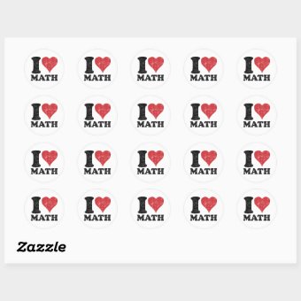 I Love Math Classic Round Sticker | Zazzle