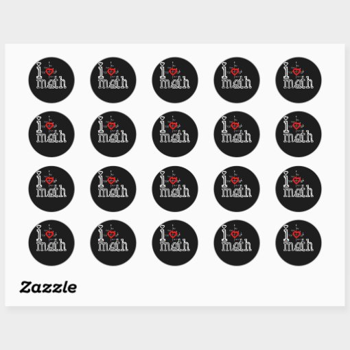 I Love Math I Heart Math Mathematics Classic Round Sticker | Zazzle
