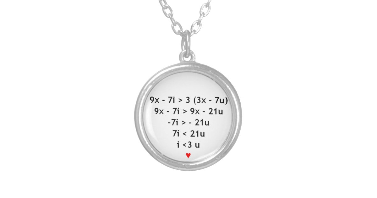 I love math! silver plated necklace | Zazzle