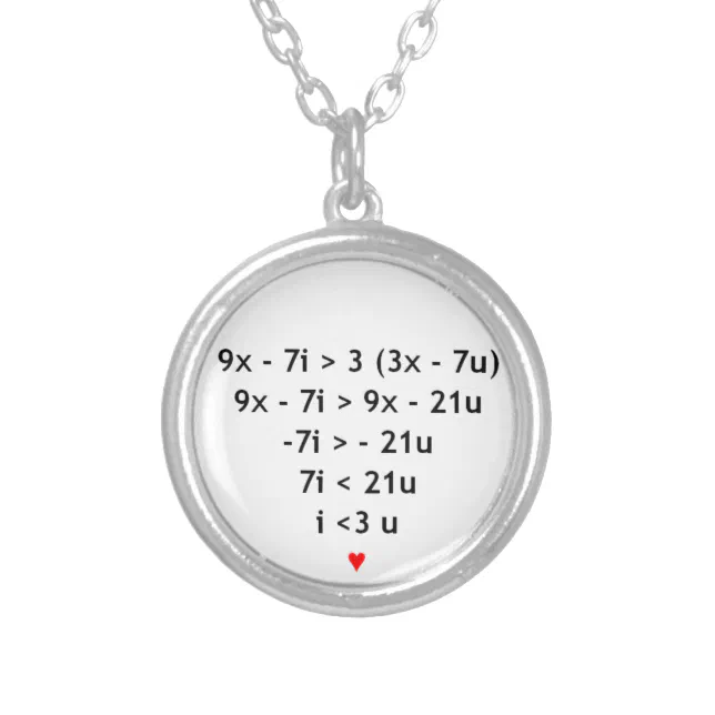 I love math! silver plated necklace | Zazzle