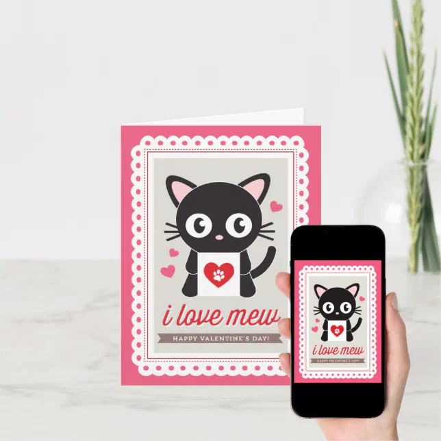 I love Mew by Origami Prints Valentine Folded Card | Zazzle