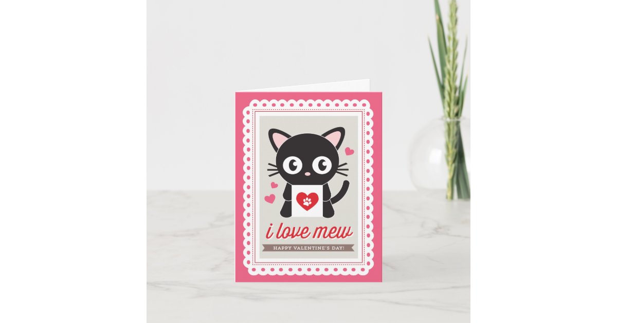 I love Mew by Origami Prints Valentine Folded Card | Zazzle