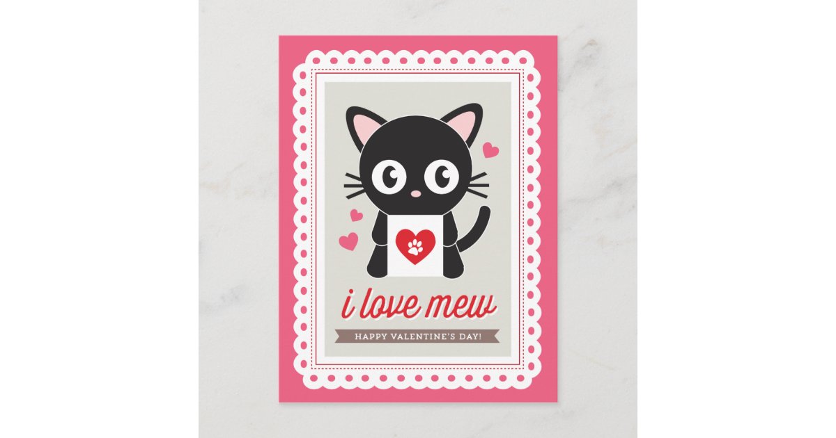 I Love Mew! by Origami Prints Valentine Postcard | Zazzle