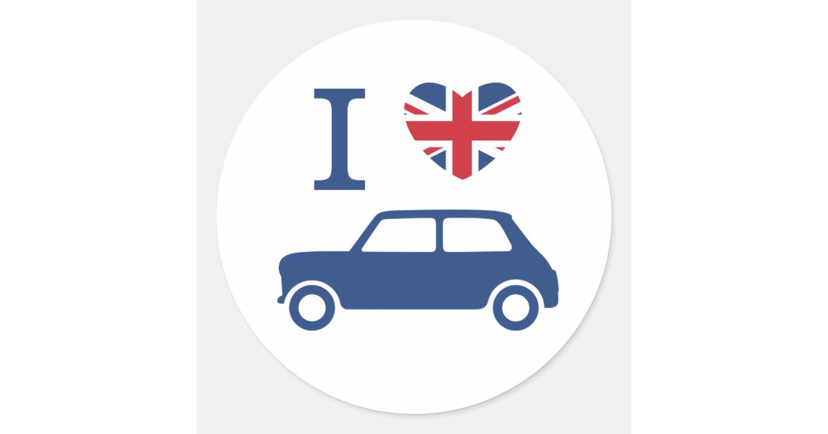 I love Mini Coopers - Blue Classic Round Sticker | Zazzle