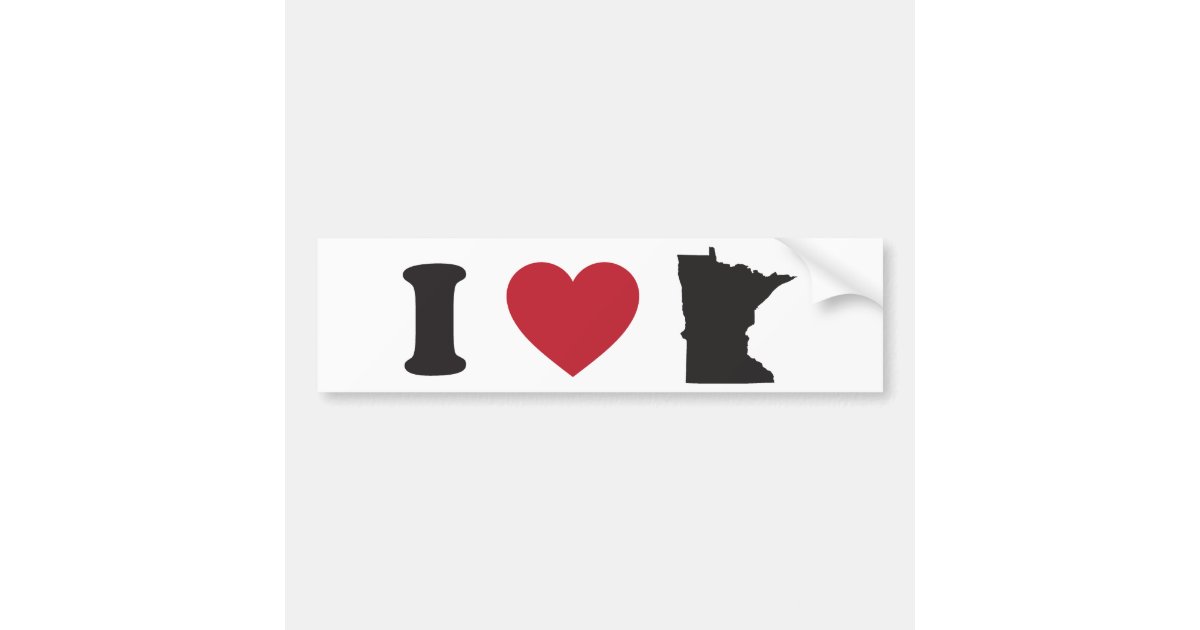 I Love Minnesota Bumper Sticker | Zazzle