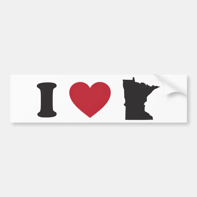 I Love Minnesota Bumper Sticker | Zazzle
