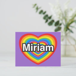 I love Miriam. I love you Miriam. Heart Postcard | Zazzle