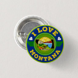 I Love Montana State Flag and Map Button | Zazzle