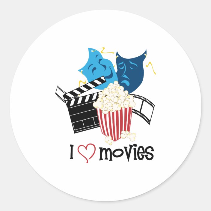 I Love Movies Classic Round Sticker | Zazzle.com