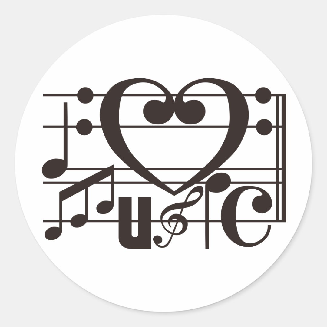 I LOVE MUSIC CLASSIC ROUND STICKER | Zazzle