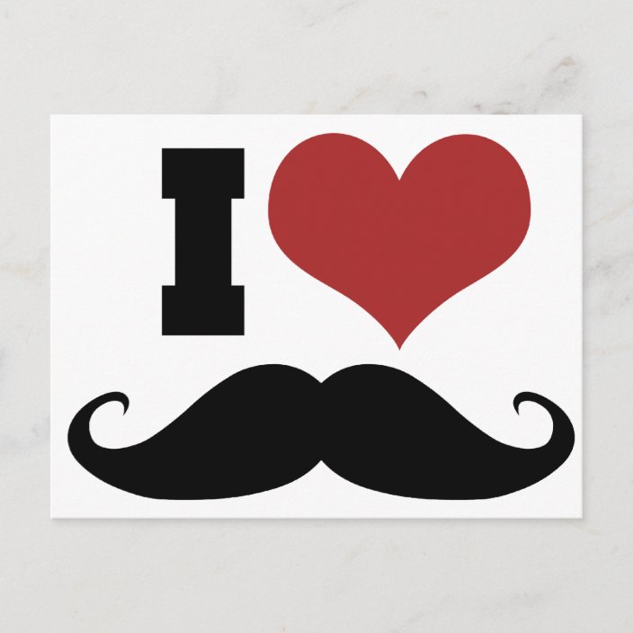 I Love Mustache Postcard | Zazzle.com