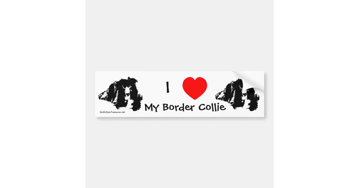 I Love My Border Collie Bumper Sticker | Zazzle