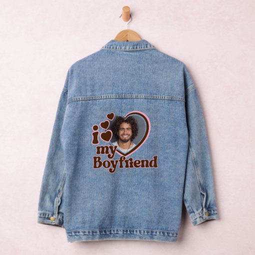 I Love My Boyfriend Photo Retro Denim Jacket | Zazzle