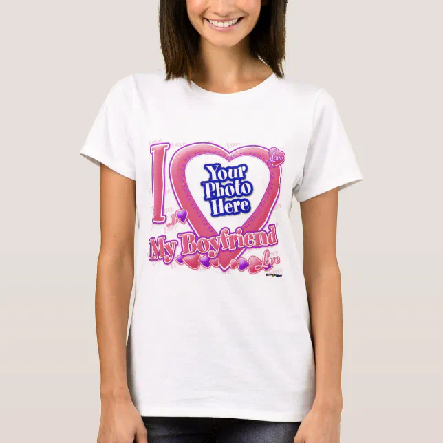 I Love My Boyfriend pink/purple - photo T-Shirt | Zazzle