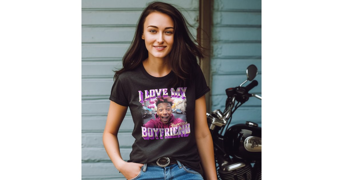 I Love My Boyfriend Purple Bootleg Rapper Photo T-Shirt | Zazzle