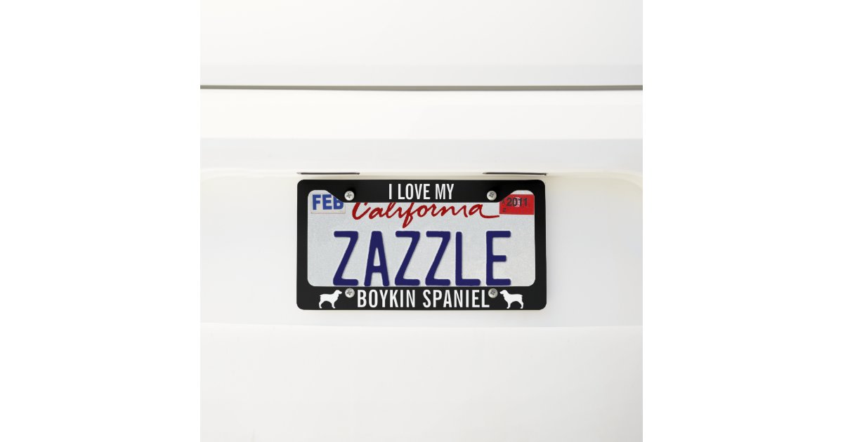 I Love My Boykin Spaniel - Dog Silhouettes Custom License Plate Frame ...