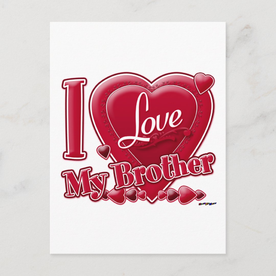 I Love My Brother red - heart Postcard | Zazzle
