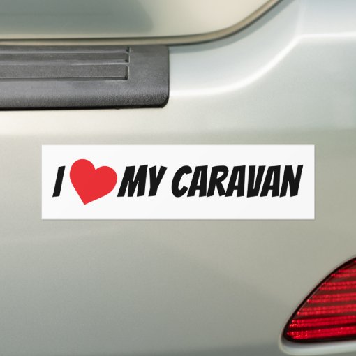 I Love My Caravan Big Red Love Heart Bumper Sticker | Zazzle
