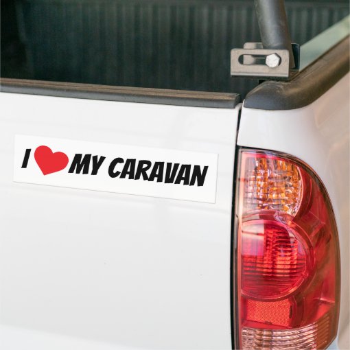I Love My Caravan Big Red Love Heart Bumper Sticker | Zazzle