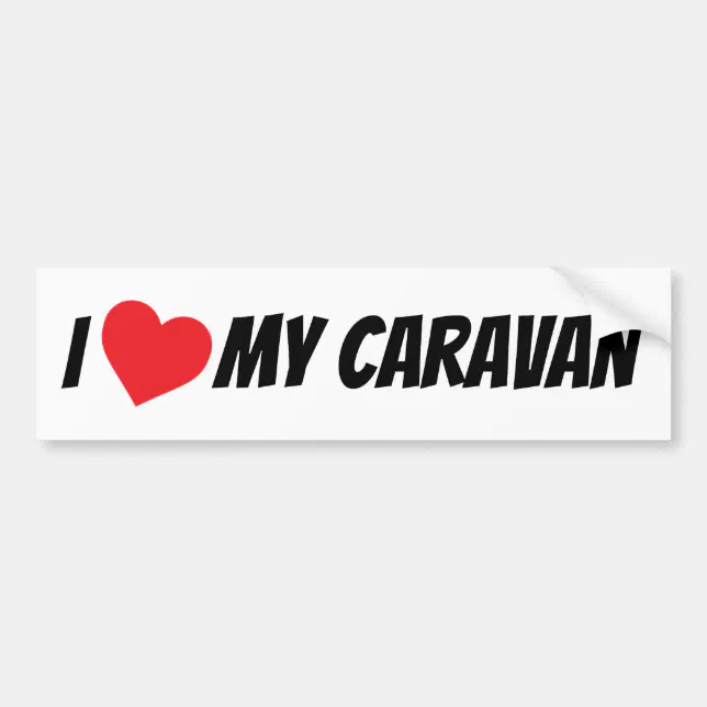 I Love My Caravan Big Red Love Heart Bumper Sticker | Zazzle