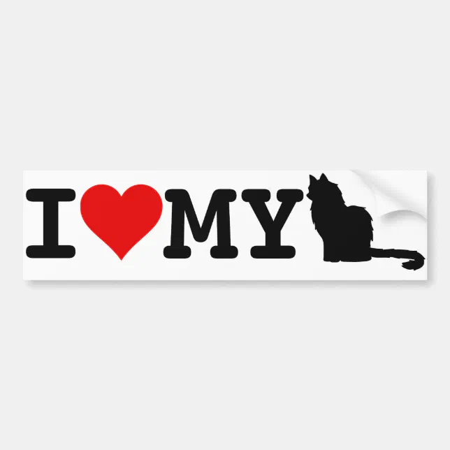 I Love My Cat Bumper Sticker | Zazzle