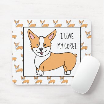 I Love my Corgi, Cartoon Corgis Mouse Pad | Zazzle