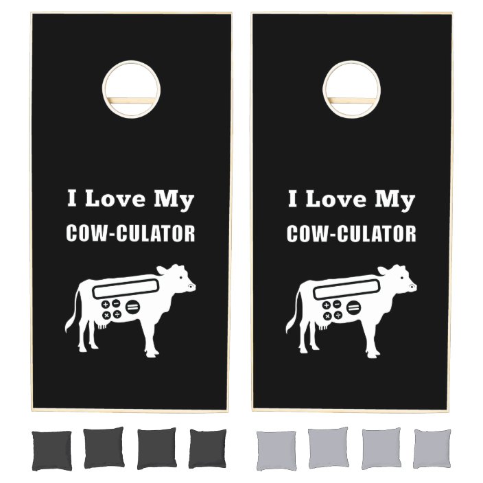 I Love My Cow-culator Funny Math Calculator Pun Cornhole Set | Zazzle.com