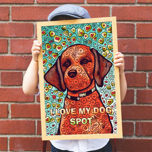 I Love My Dog Adult Coloring Poster | Zazzle