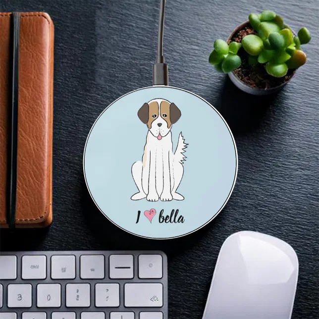 I Love My Dog Personalized Wireless Charger | Zazzle