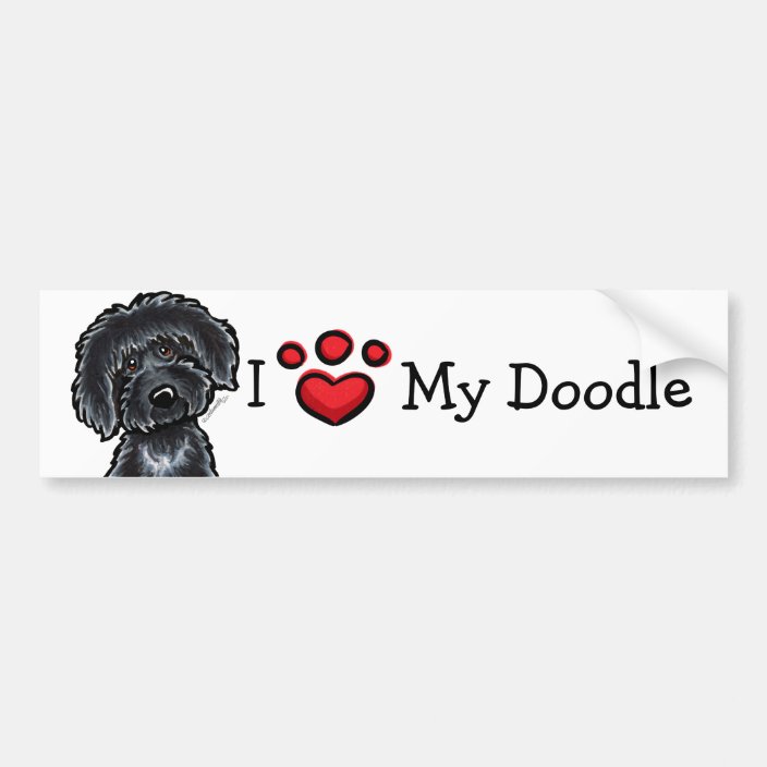 I Love My Doodle Black Labradoodle Bumper Sticker | Zazzle.com