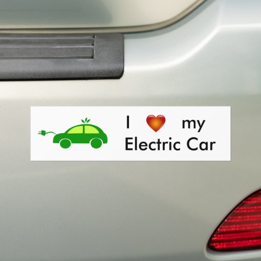 I Love my Electric Car Bumper Sticker | Zazzle