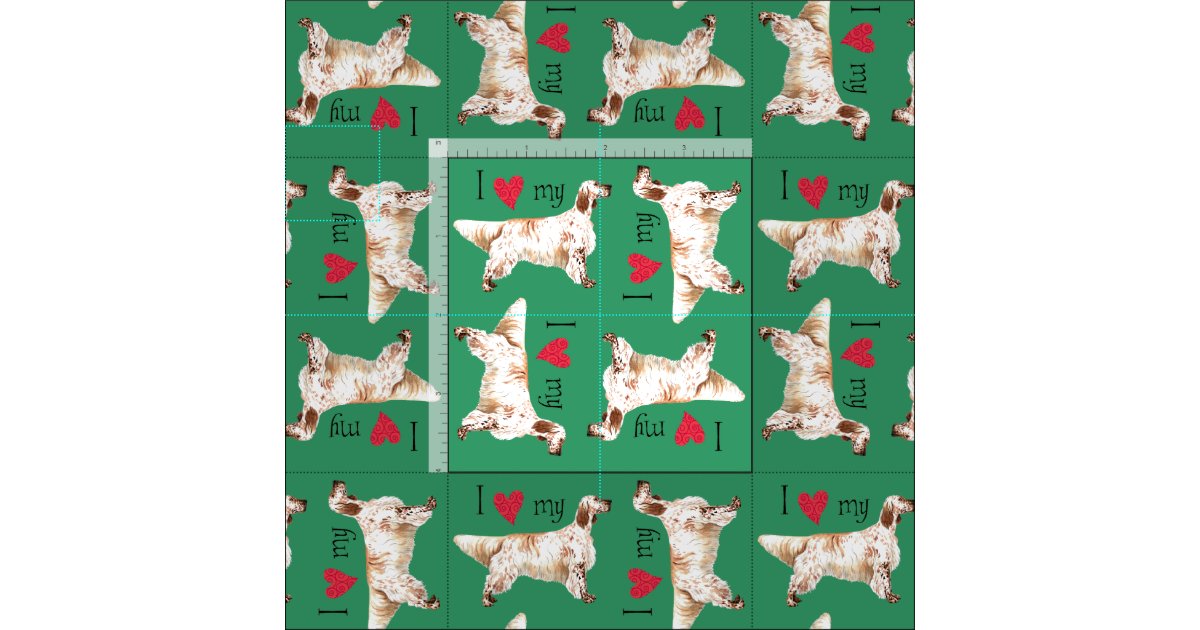 I Love my English Setter Fabric | Zazzle