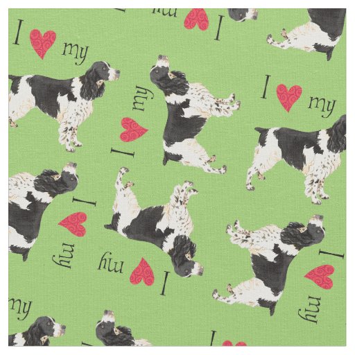 I Love my English Springer Spaniel Fabric | Zazzle