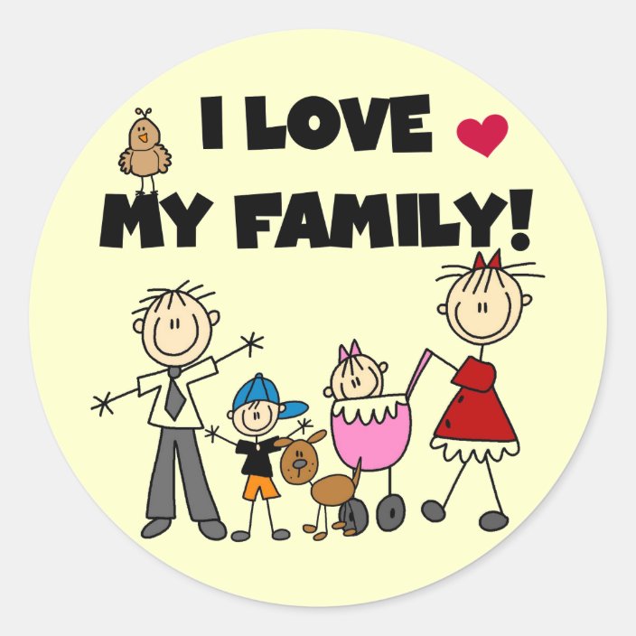 I Love My Family Tshirts and Gifts Classic Round Sticker | Zazzle.com