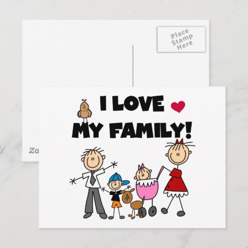 I Love My Family Tshirts and Gifts Postcard | Zazzle