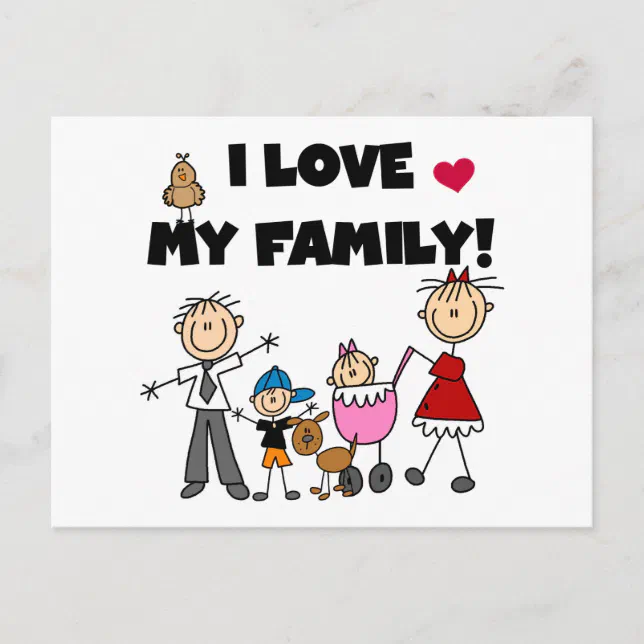 I Love My Family Tshirts and Gifts Postcard | Zazzle