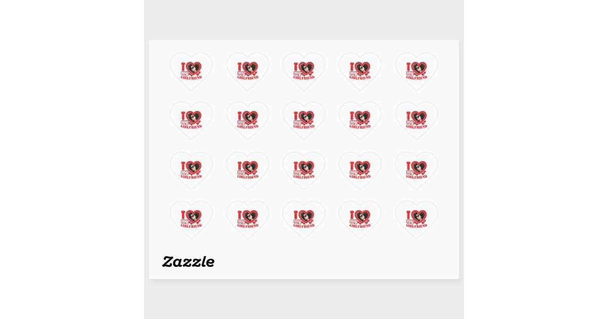 I Love My Girlfriend Personalized Photo Text Heart Sticker | Zazzle